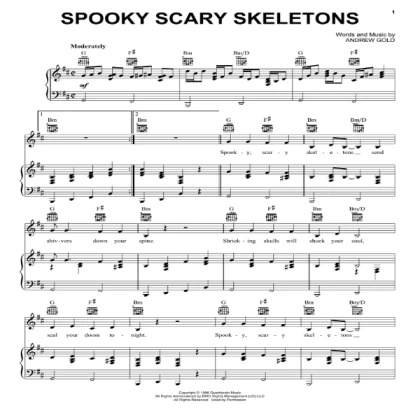 Spooky Scary Skeletons (piano notes)