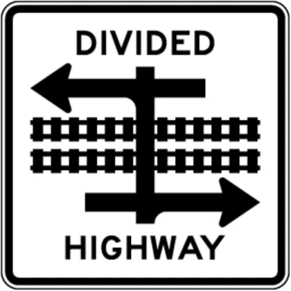 Divided Highway with Train Tracks