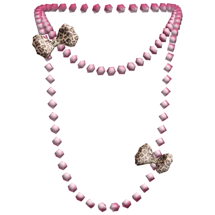 Leopard pink Gyaru Agejo Bow Pearl Necklace | Roblox Item - Rolimon's