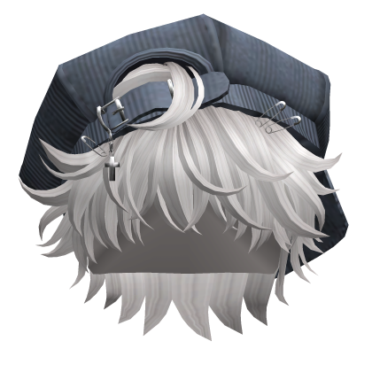 Rambut Berantakan dengan Topi Punk(Perak) - Roblox