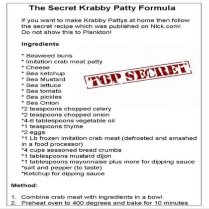 Recipe Krabby Patty Secret Formula
