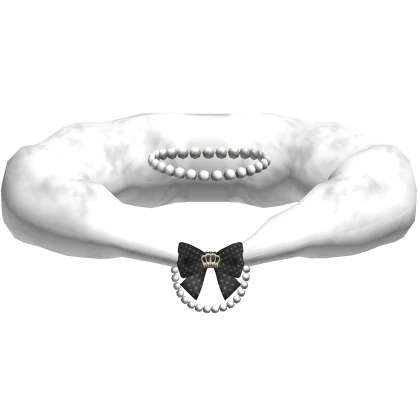 White Gyaru Pearly Fur collar with Black Bow | Roblox Item - Rolimon's