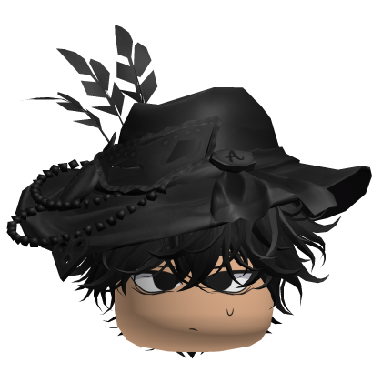 Tóc Emo lộn xộn màu đen với mũ sành điệu và khuôn mặt bé trai - Roblox