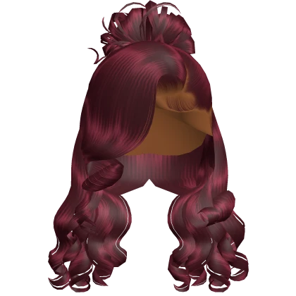 Sleek Curly Bun Updo (Burgundy Dark Red) | Roblox Item - Rolimon's