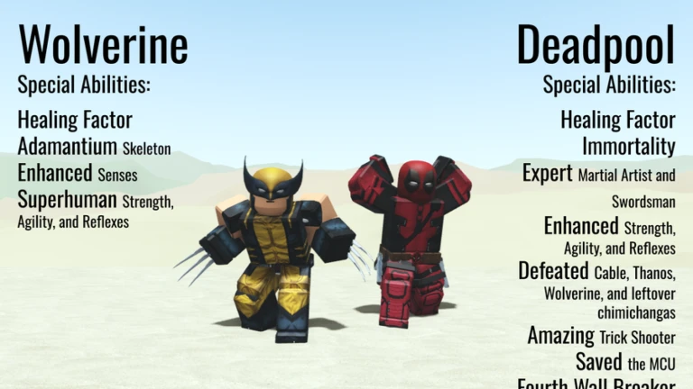 Deadpool y Wolverine (CONSOLE READ DESC) (ALPHA) - Roblox