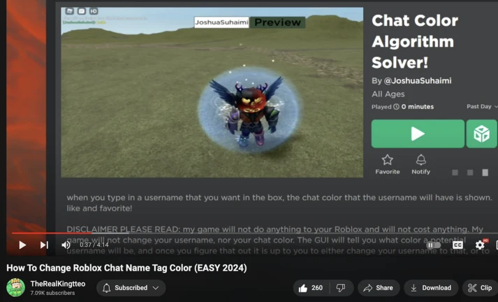 ¡Algoritmo de color de chat! | Juega en Roblox