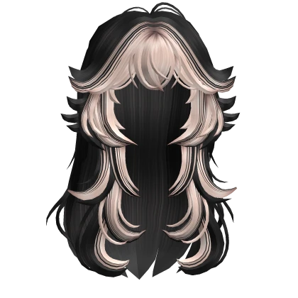 Gaya Rambut Serigala Anime Dua Nada Hitam & Pirang - Roblox