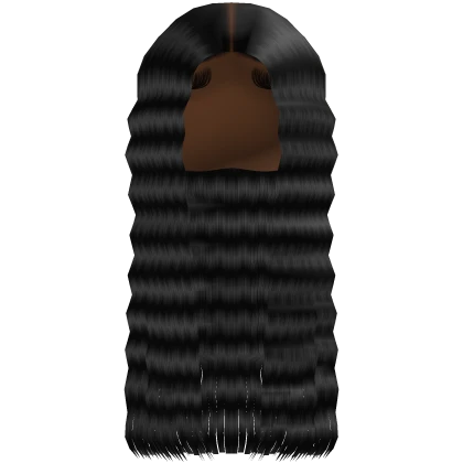 Long Crimped Wavy Middle Part [Black] | Roblox Item - Rolimon's