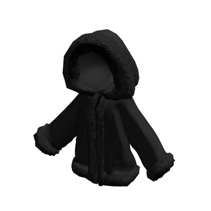 Fur winter coat w hood (Black) - Roblox