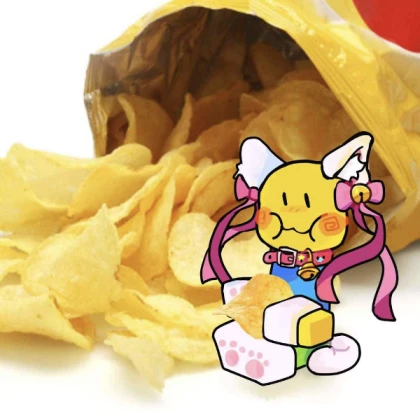 neko noob eating chip