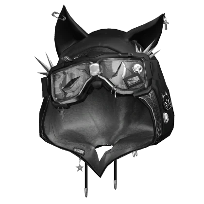 Black Distressed Cat Hood w/ Punk Goggles (3.0) | Roblox Item - Rolimon's