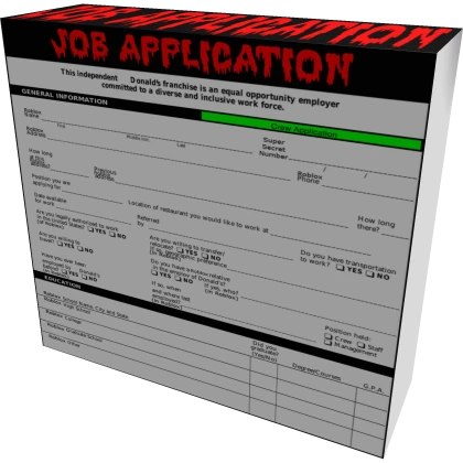 Scary Job Application | Roblox Item - Rolimon's