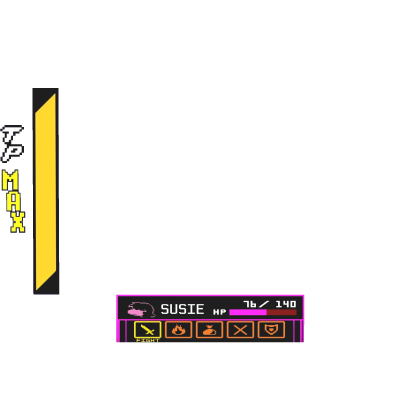 Deltarune Susie TP + Barra de Ação - Roblox