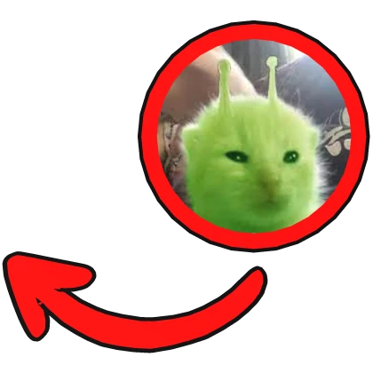 alien kitten pointing red circle meme gnarpy | Roblox Item - Rolimon's