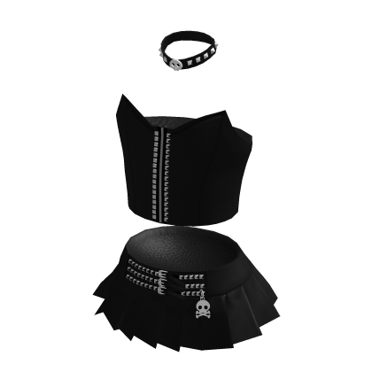 Pakaian Tengkorak Rok Hitam Berlipat Halloween Goth - Roblox