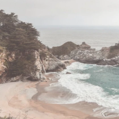 beach next to cliff painting [AESTHETIC]