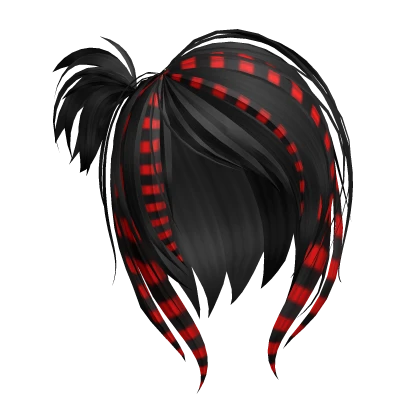 Cute Black & Red Scene Mini Ponytail Hair | Roblox Item - Rolimon's