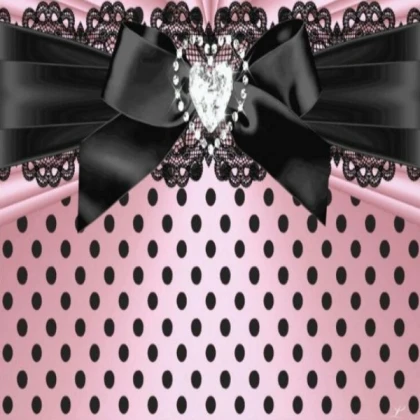 Pink & Black Polka Dot Bow Pattern