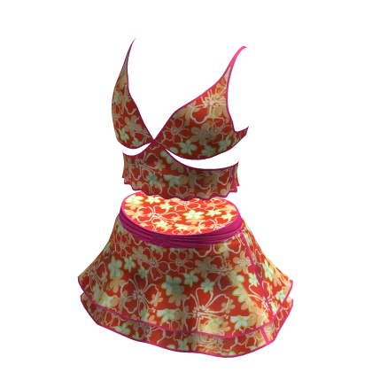 Hawaiian Cutesy Summer Beach Dress In Orange Pink | Roblox Item - Rolimon's