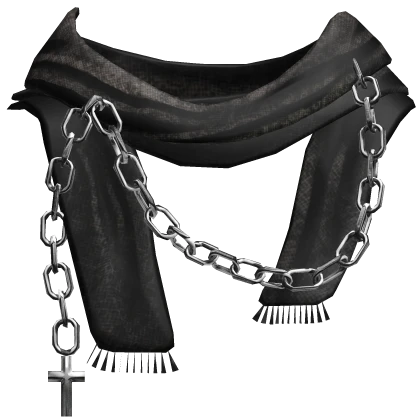 Black Grunge Distressed Emo Neck Scarf w Chain | Roblox Item - Rolimon's