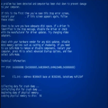 Computer bluescreen