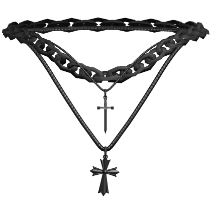 Stacked Chrome Cross Layered Necklace Jewelry Y2K | Roblox Item - Rolimon's