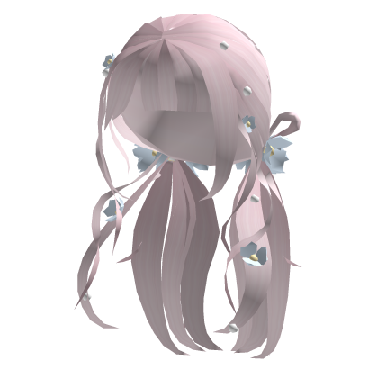 rambut bunga merah muda dengan bunga biru - Roblox