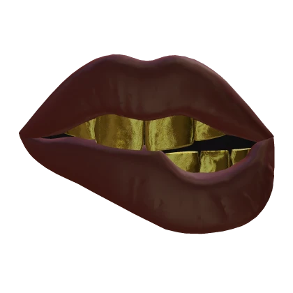 Gold Lip Biting Grillz [ Mahogany ] | Roblox Item - Rolimon's