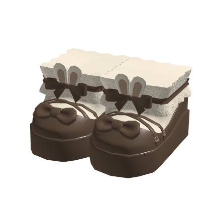 Platform Boneka Mary Janes dengan Kaus Kaki Kelinci (Coklat) - Roblox