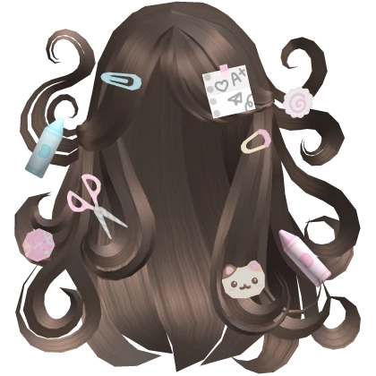 long flowy anime school hair w/ clips (lightbrown) | Roblox Item ...