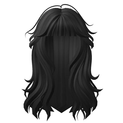 Black Wavy Messy Wolf Cut Hair w Long Bangs | Roblox Item - Rolimon's