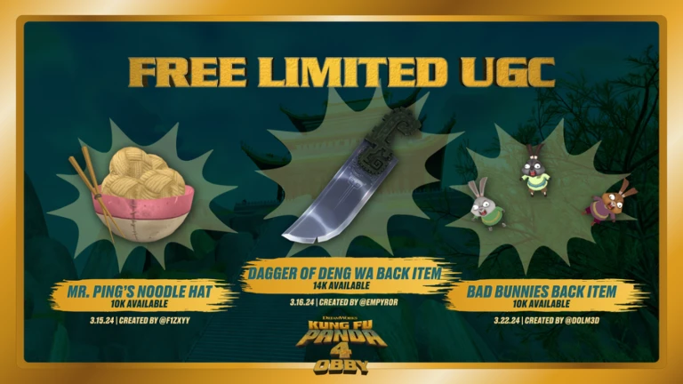 [FREE UGC] Kung Fu Panda 4 Obby | Game Servers - Rolimon's