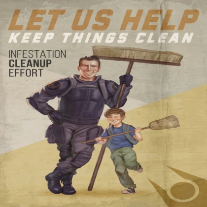 combine poster *let us help keep thing's clean!*