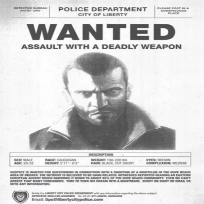 Wanted GTA IV poster