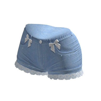 Shorts denim de laço bonito branco - Roblox