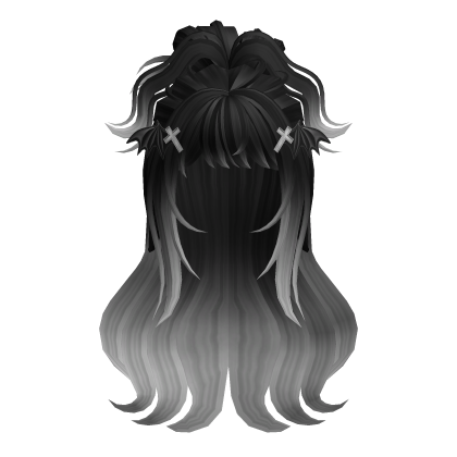 Emo Side Bun Hair (negro a blanco) - Roblox