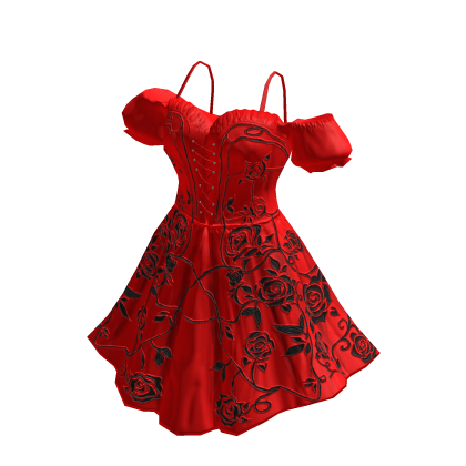 ♾️ Gaun korset mawar merah bergerigi - Roblox