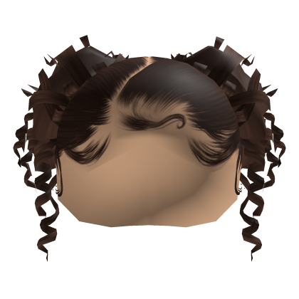 Curly Sleek Two Buns em Brown - Roblox