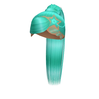 Teal Side Swoop Ponytail w/ Star Part | Roblox Item - Rolimon's