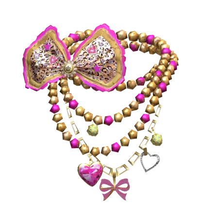 Gyaru Hime Agejo Kawaii Bow necklace Pink Leopard | Roblox Item - Rolimon's