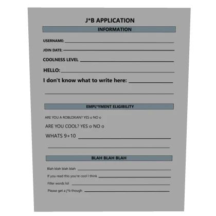 Job Application | Roblox Item - Rolimon's