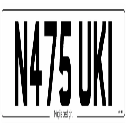 N475UKI UK License Plate (Front)