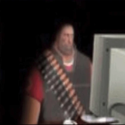 TF2 heavy staring at a computer screen meme