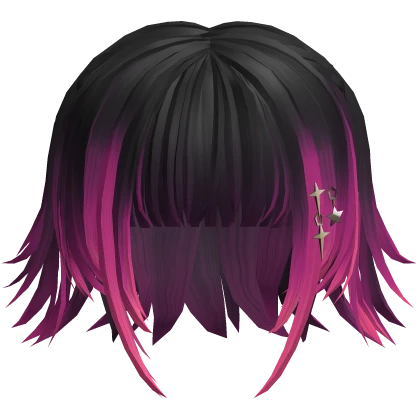 Black & Pink Layerd Short Edgy Hair w/ Charms | Roblox Item - Rolimon's