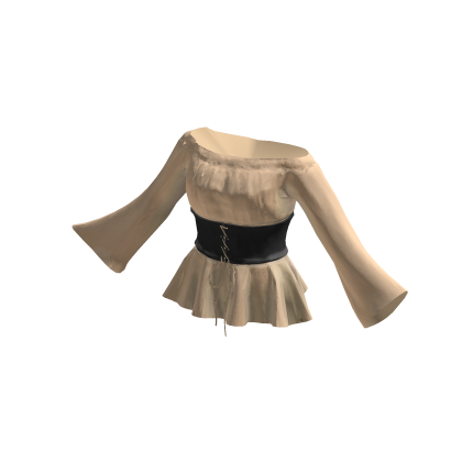 off shoulder long sleeve blouse | beige - Roblox