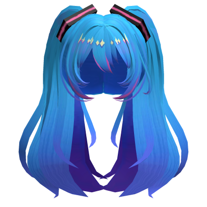 Cheveux Twintails moelleux longs Miku - Bleu violet - Roblox