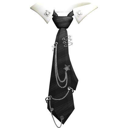 Dasi Hitam Emo Bergaris Bergaris + Kerah Putih 3.0 - Roblox