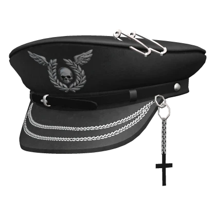 Grey Goth Cross Captain Hat Chains Pins | Roblox Item - Rolimon's