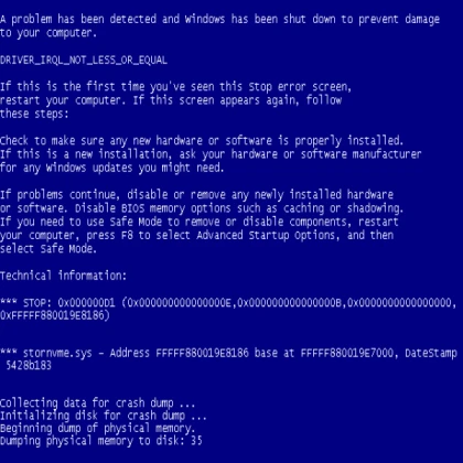 Windows 7 Blue Screen "BSoD"