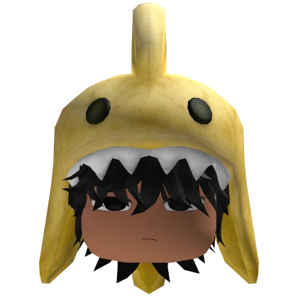 Messy Black mullet w/ Yellow Shark Hat | Roblox Item - Rolimon's